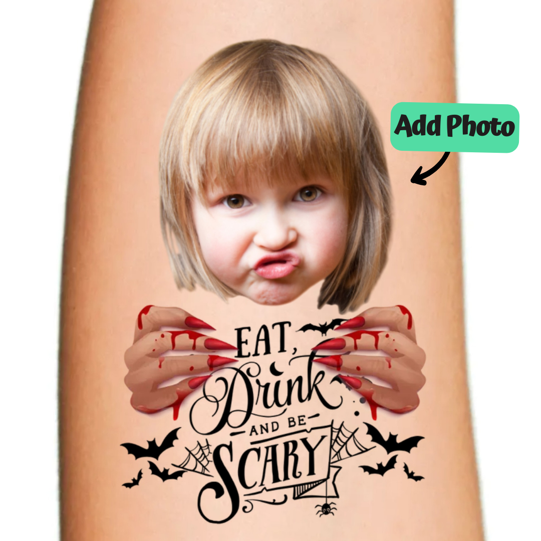 Eat Drink and Be Scary Custom Temporary Halloween Tattoo - Buy online ...
