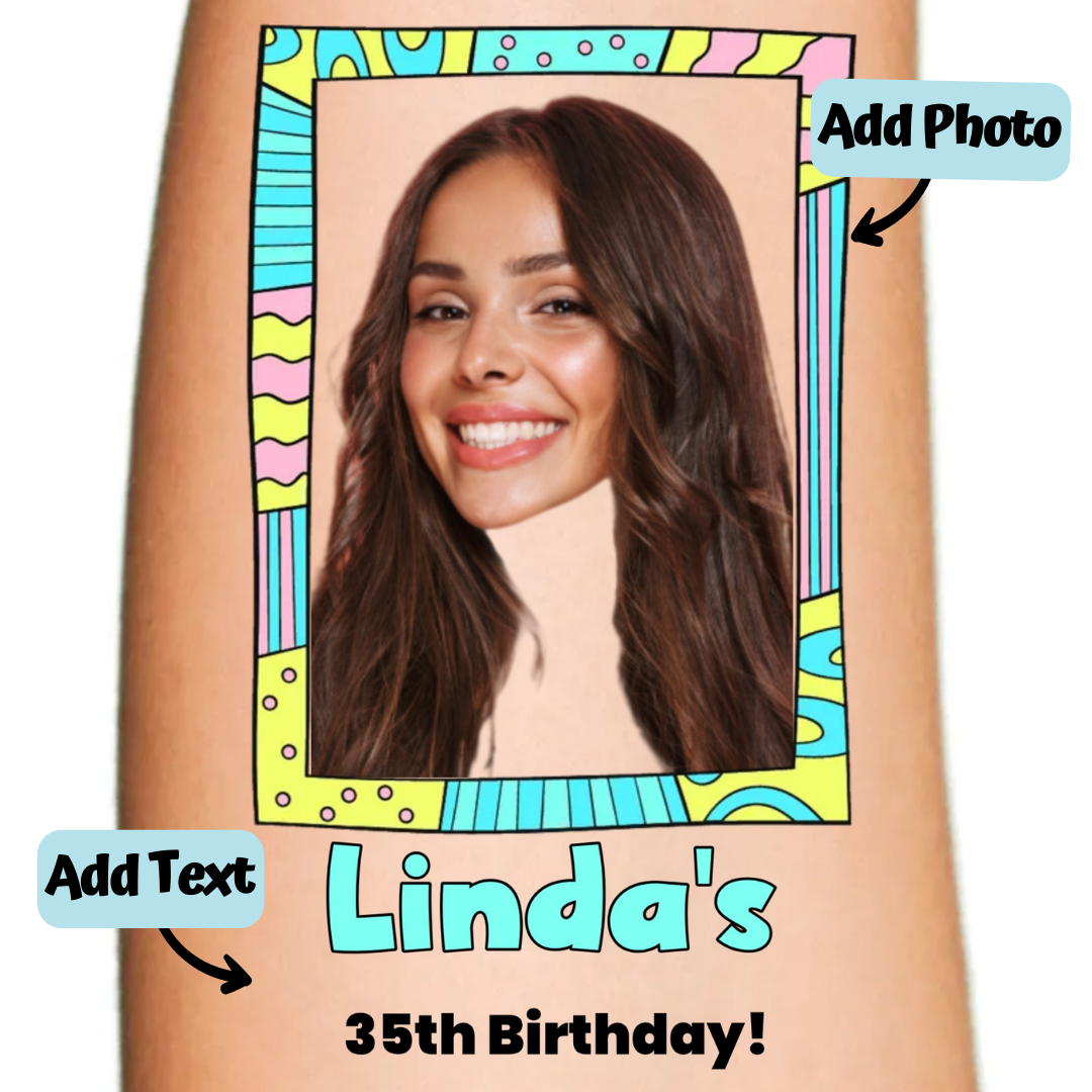 Doodle Frame Temporary Tattoo for Birthday - Custom & Buy! | Inkbond