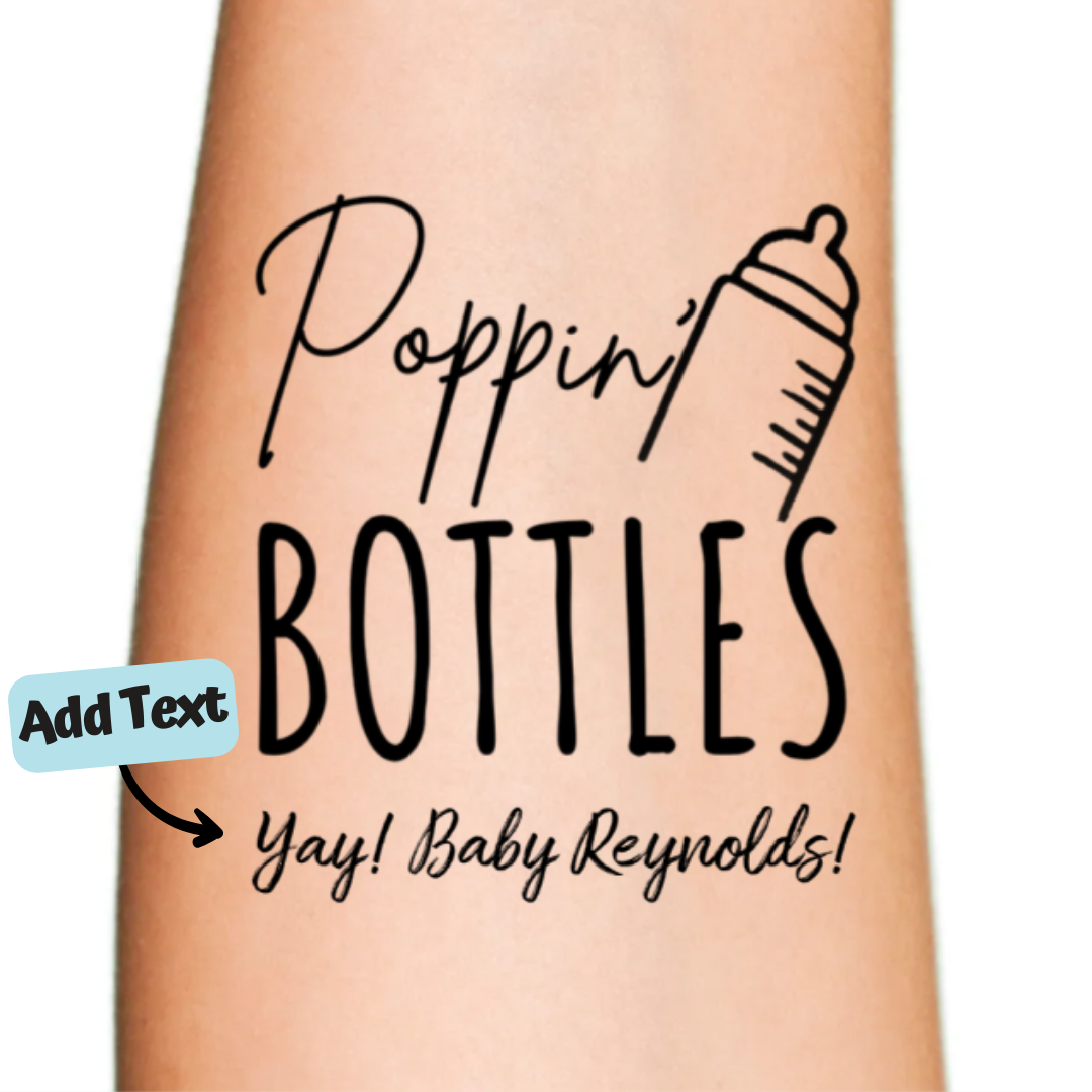 Poppin Bottles Temporary Tattoo: Fun Way to Celebrate Baby Shower | Inkbond