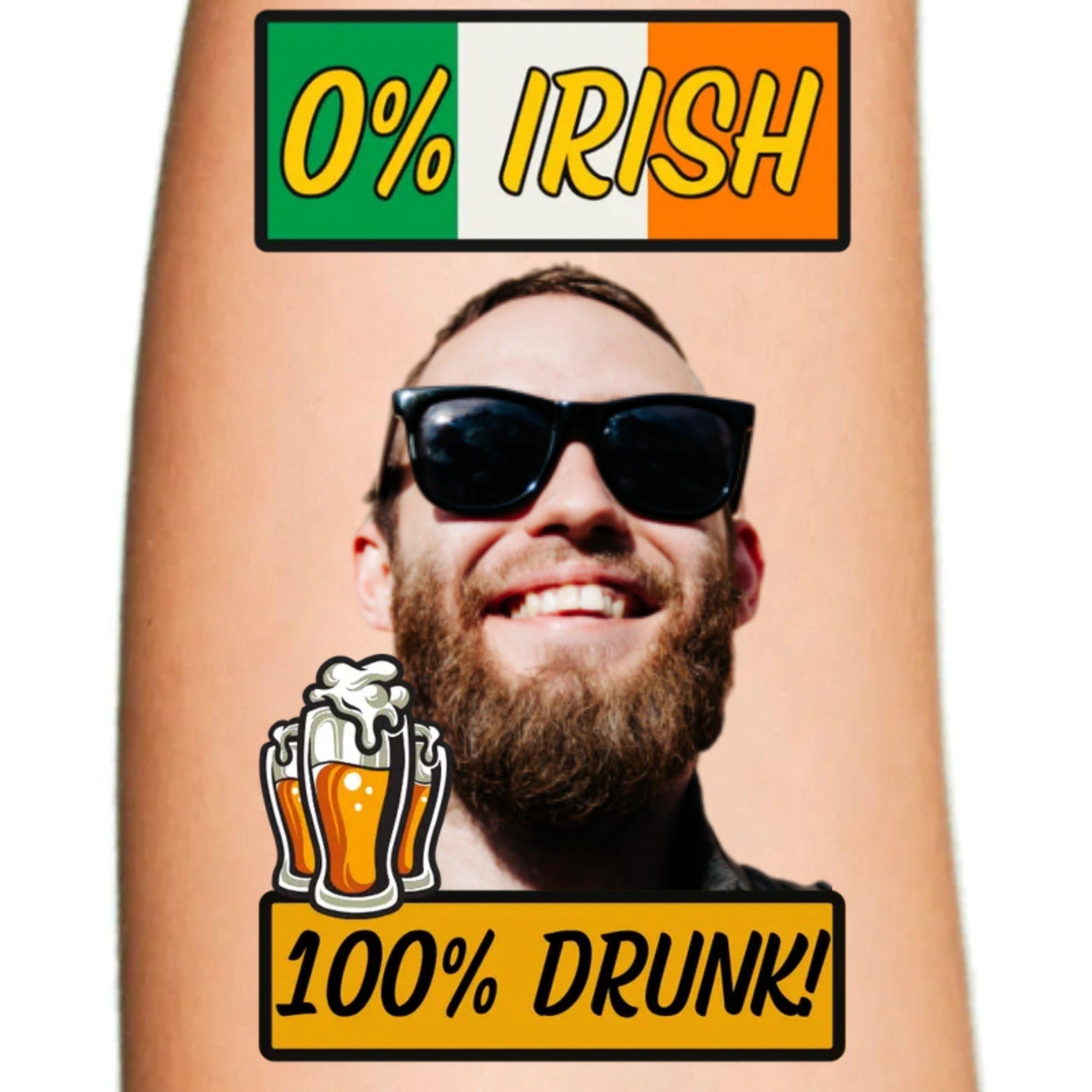 Zero Percent Irish, 100% Drunk Temporary Tattoo: Order Online! | Inkbond